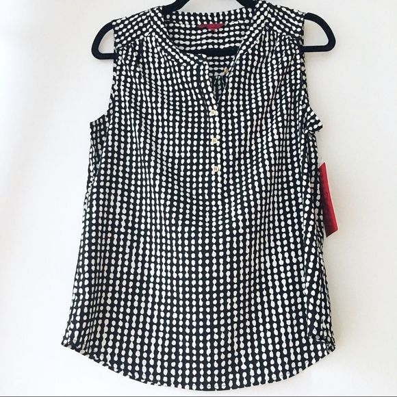 212 Collection | Tops | Nwtsoftsleeveless Blouse Mesdot Black Small ...